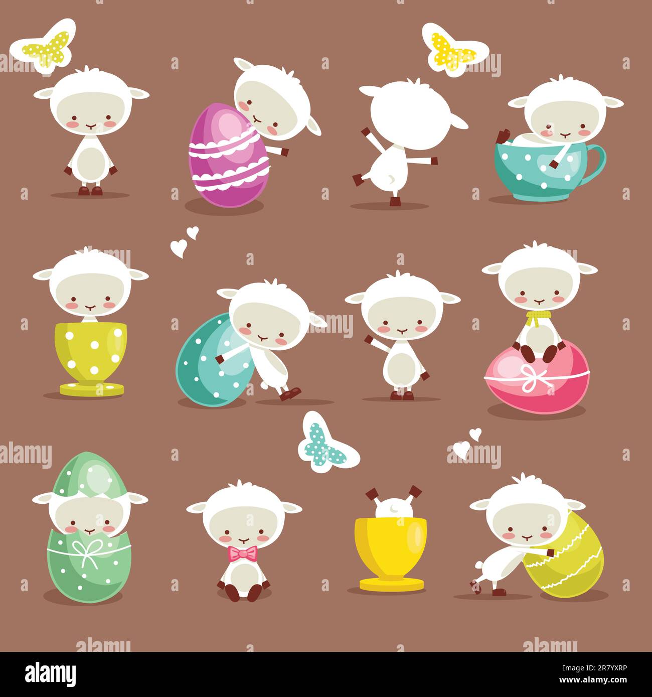 Cute easter character set, vector illustration Stock Vector Image & Art ...