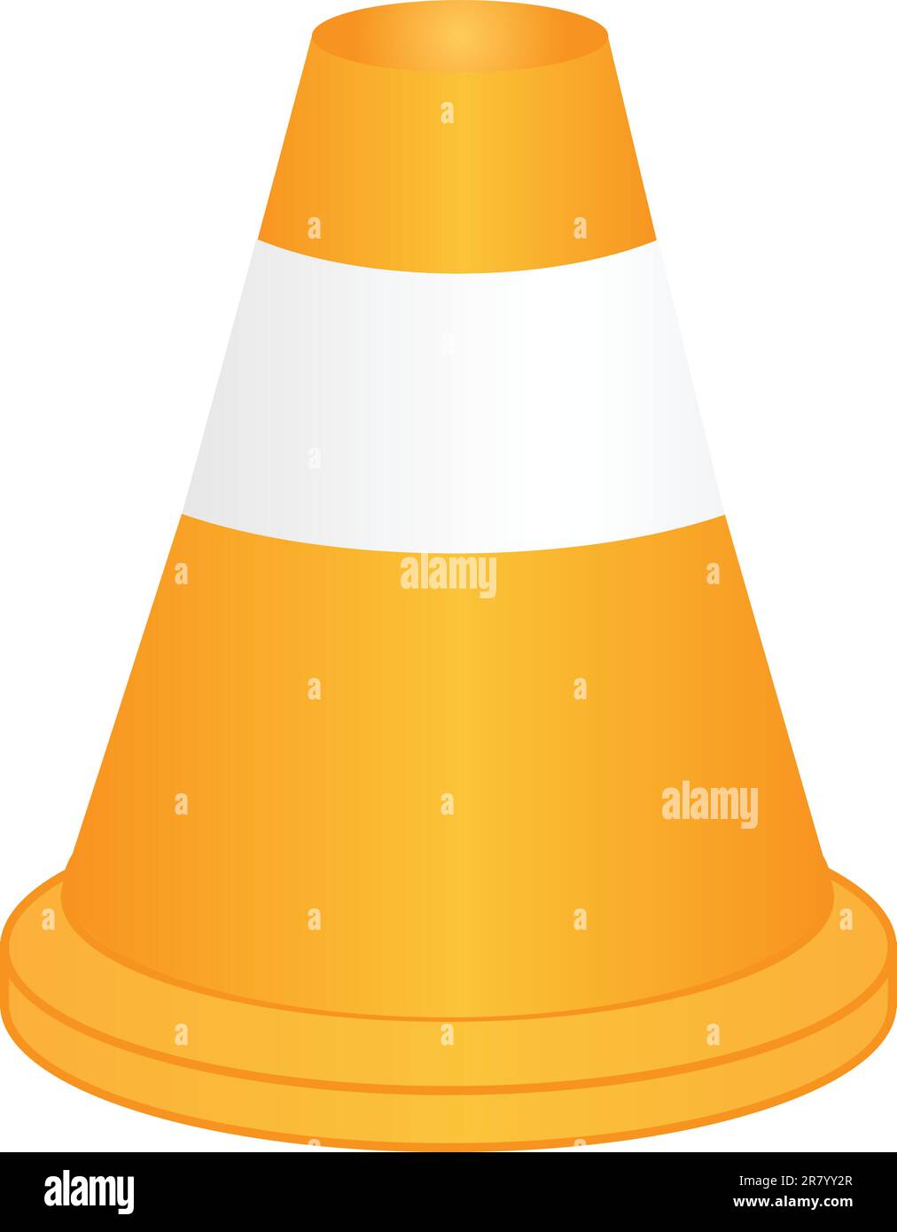 Vector orange highway traffic cone with reflection. Isolation over ...