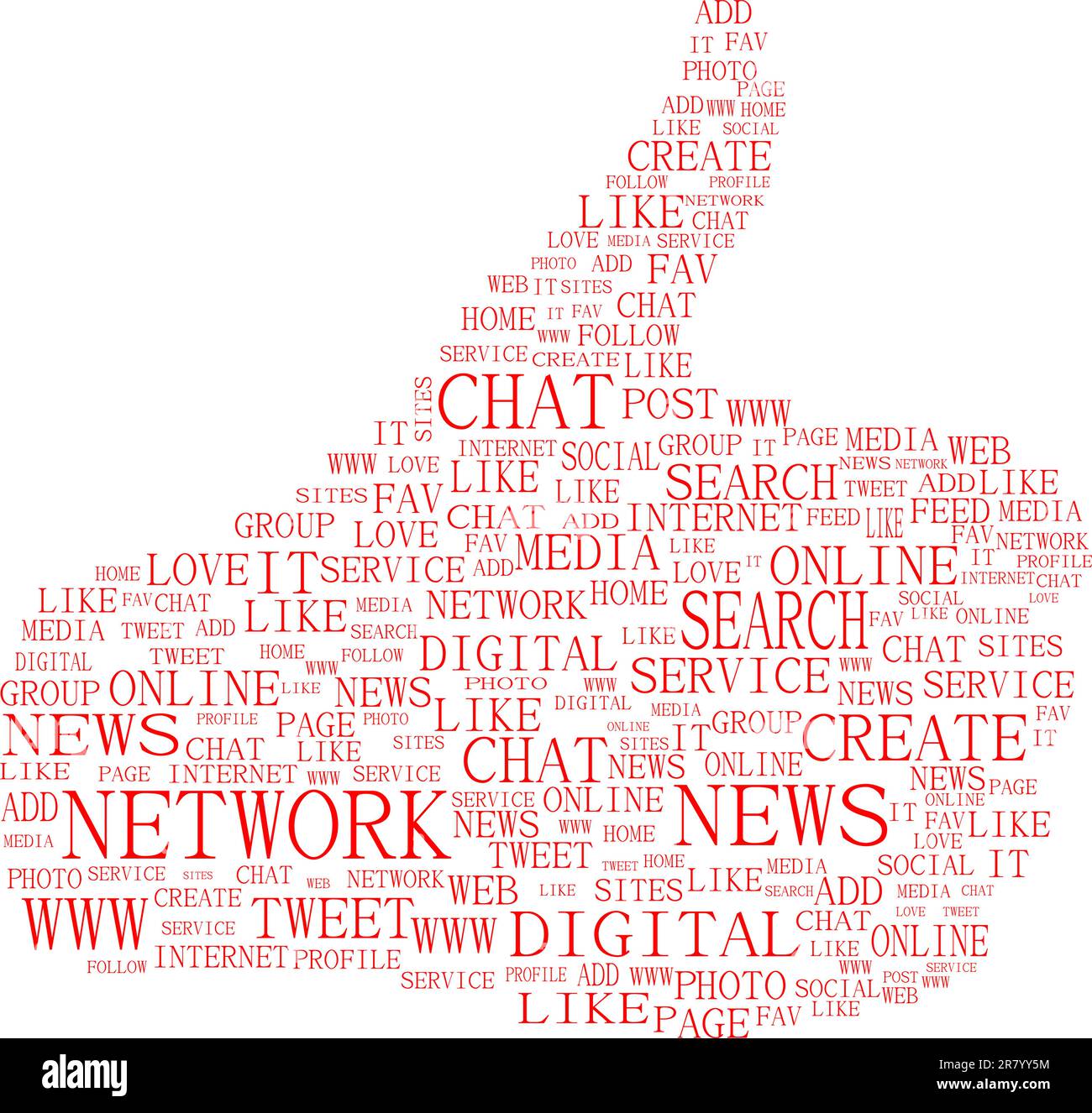 thumbs up symbol - text keywords on social media themes. vector Stock ...