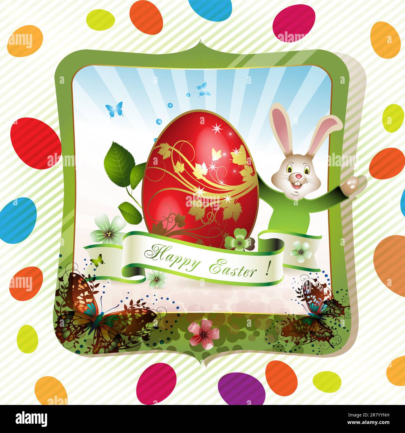 Easter card with red egg and bunny Stock Vector Image & Art - Alamy