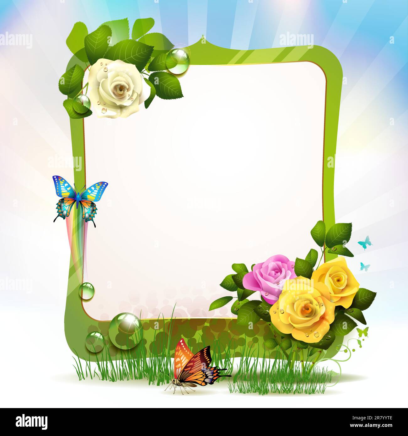 Mirror frame with roses and butterflies Stock Vector Image & Art - Alamy