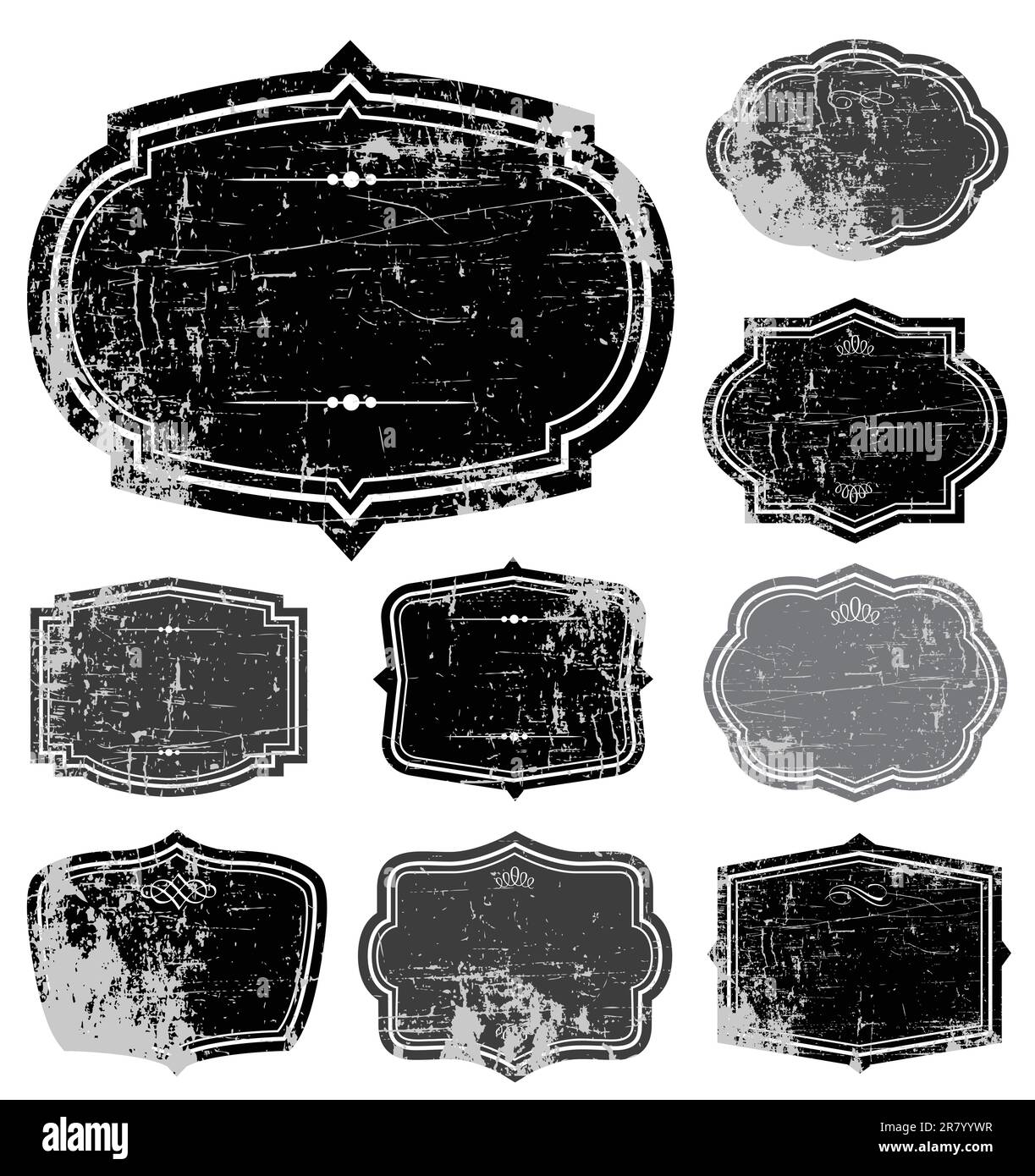 Vector Distressed Frame Set. Easy to edit. Grunge overlays are on ...