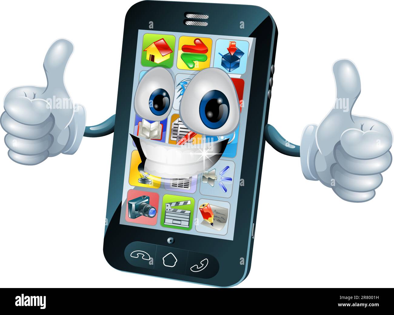 Black mobile phone mascot character cartoon illustration giving a ...