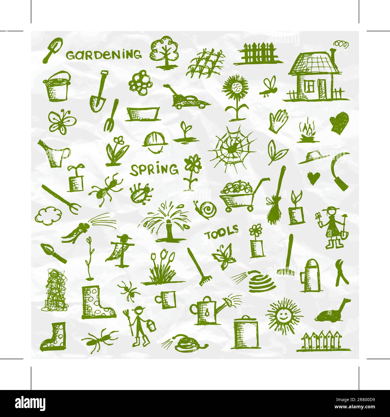 Gardening tools sketch Stock Vector Images - Alamy