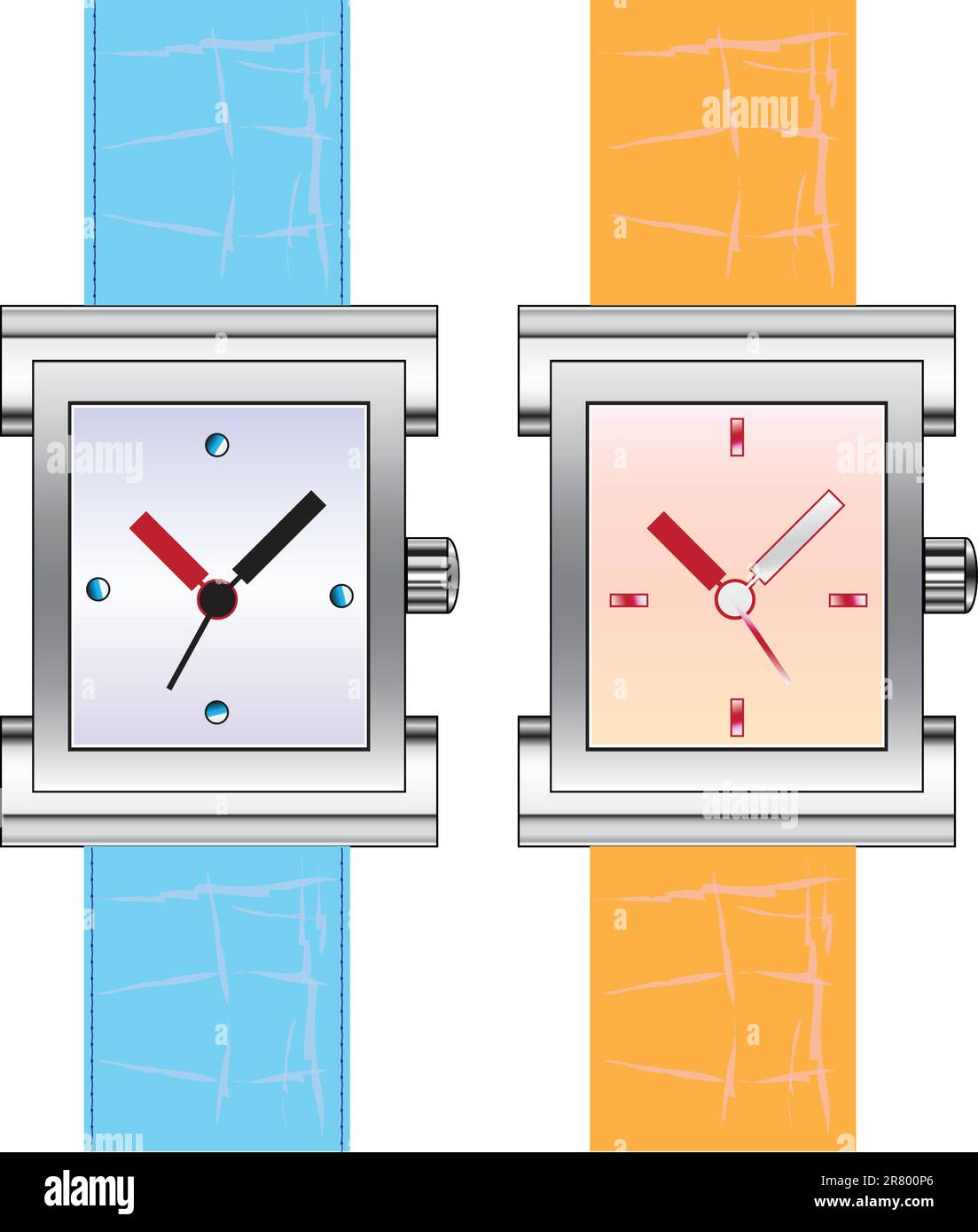 Modern watch on your wrist with a rectangular dial on black leather ...