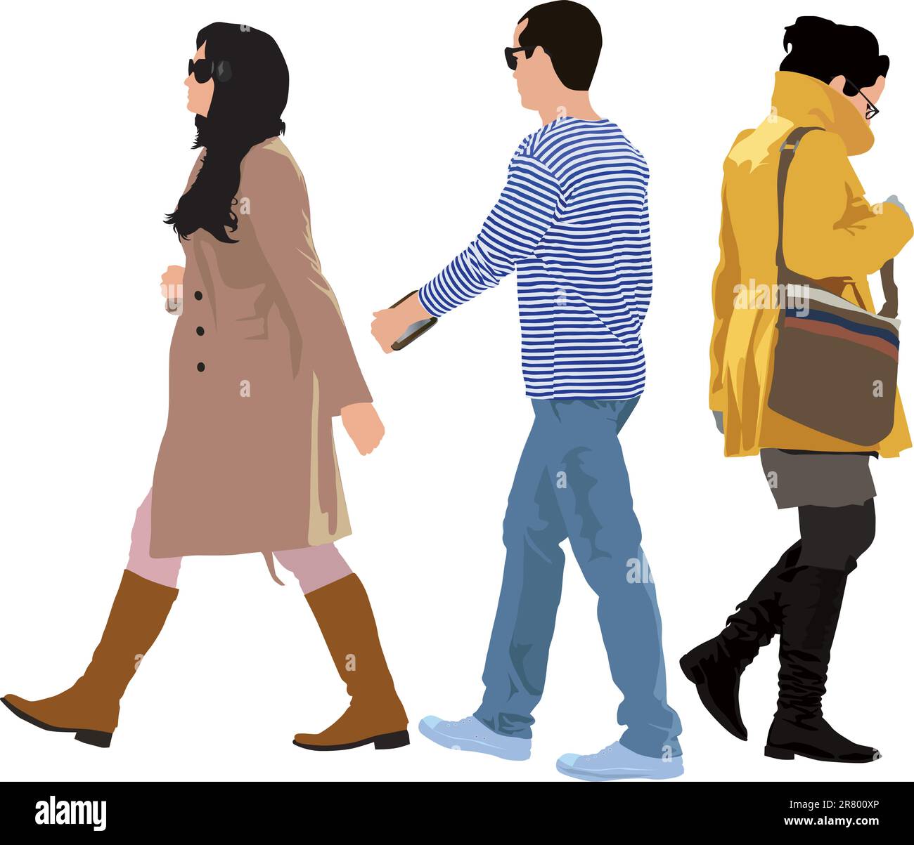 Small group of young people casual style. Separated persons. Vector ...