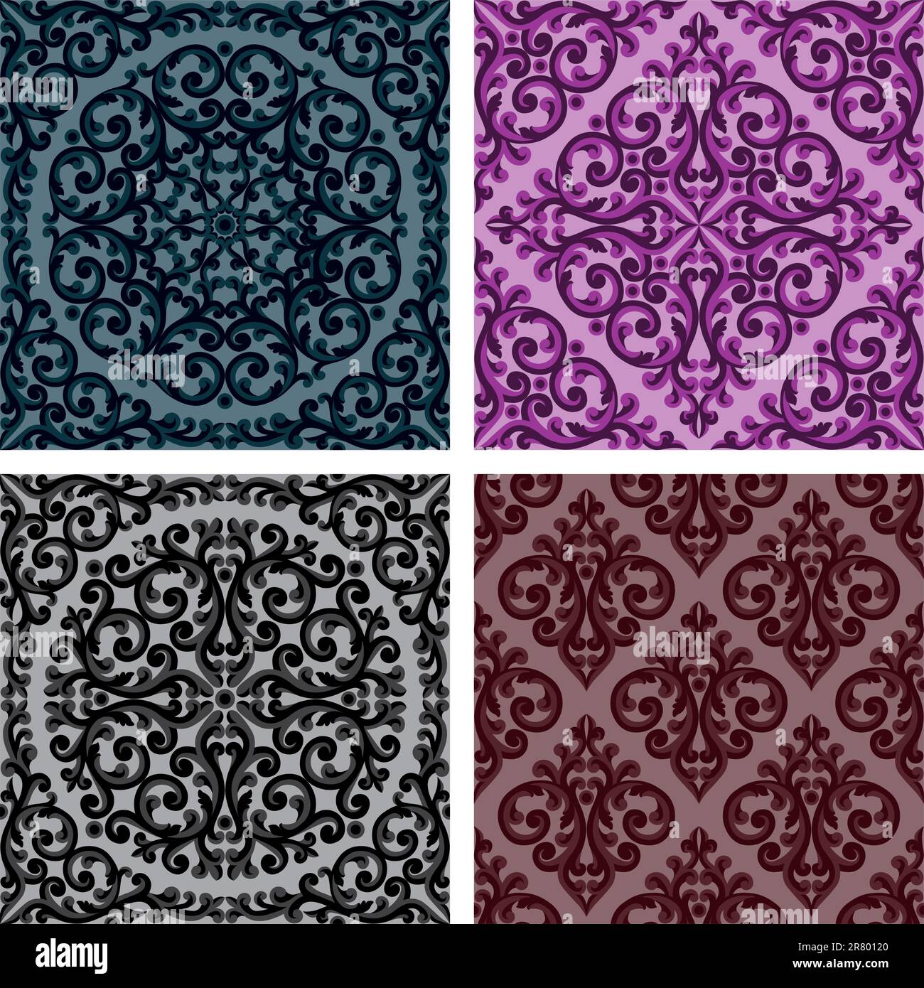 Vintage seamless patterns set. Vector illustration Stock Vector Image ...