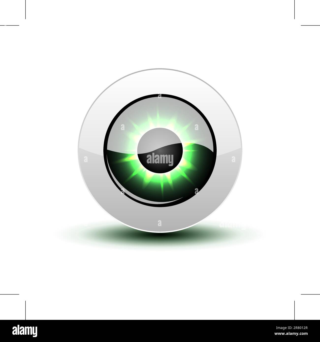 Green eye icon with shadow on white, vector illustration, eps10 Stock ...