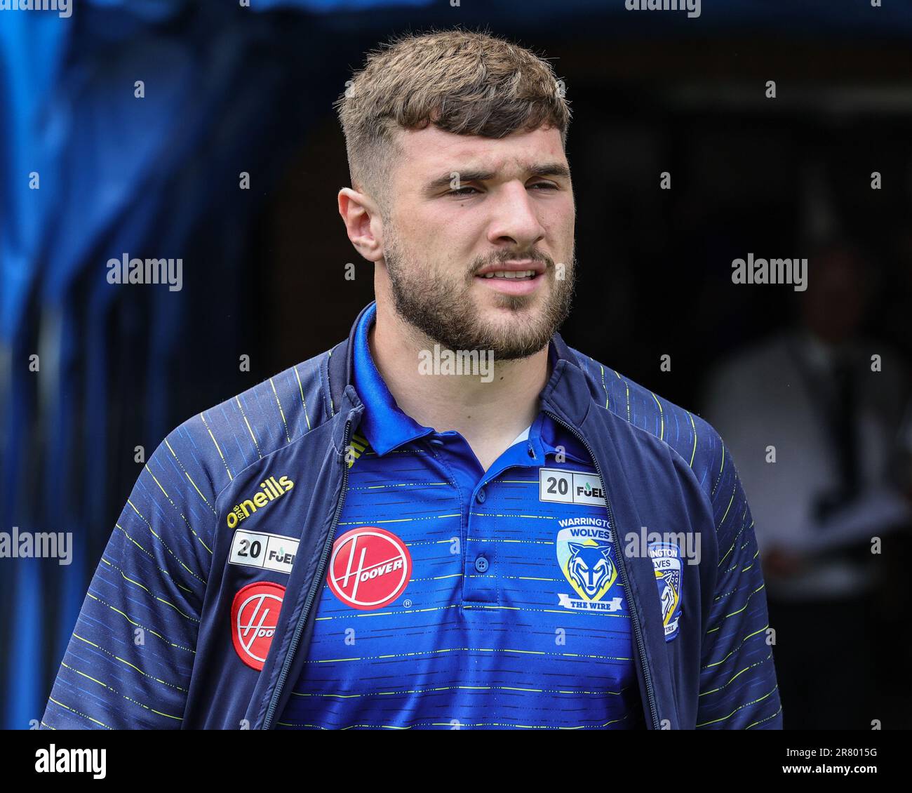 Connor Wrench #20 of Warrington Wolves arrives during the Betfred ...