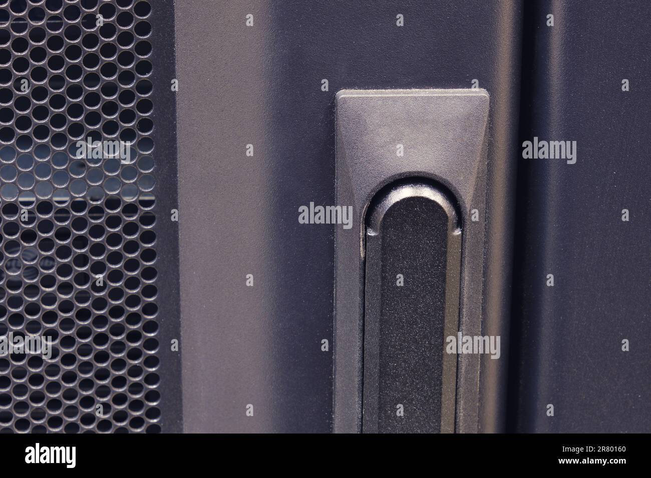 The door handle of the server cabinet with computer equipment Stock ...