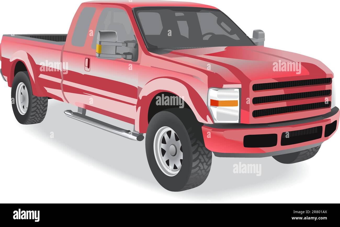 Red pickup truck on Stock Vector Images - Alamy