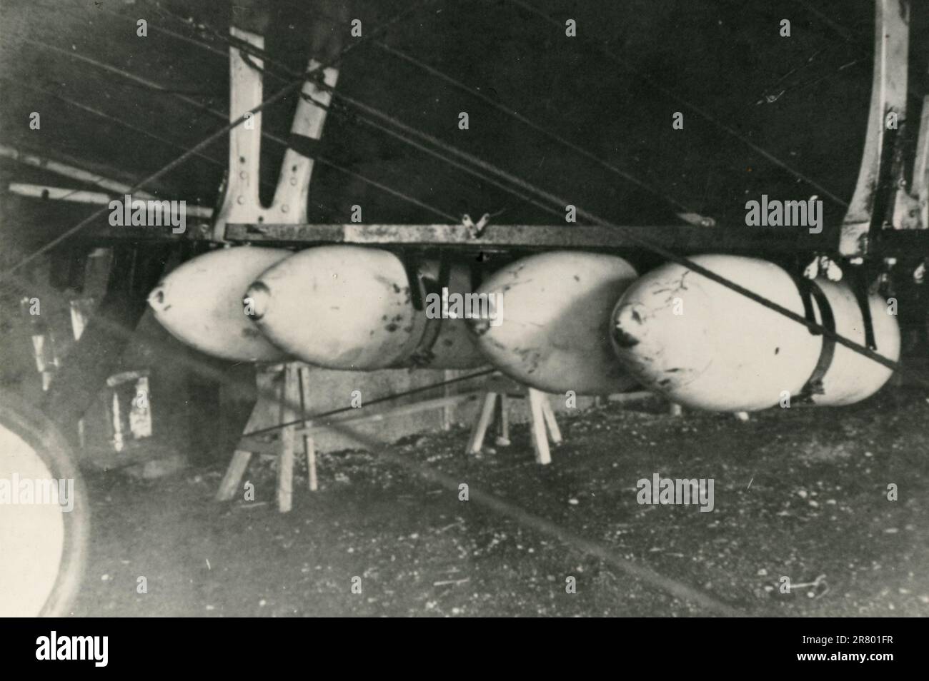 Bombs of 25kg ready on the aircraft, Aviano, Italy 1916 Stock Photo - Alamy