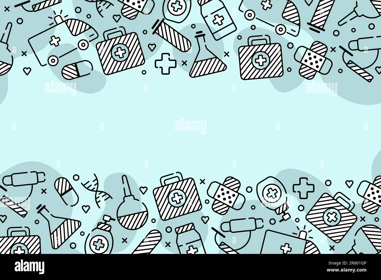 blue medical background with traditional symbols of medicine arranged ...