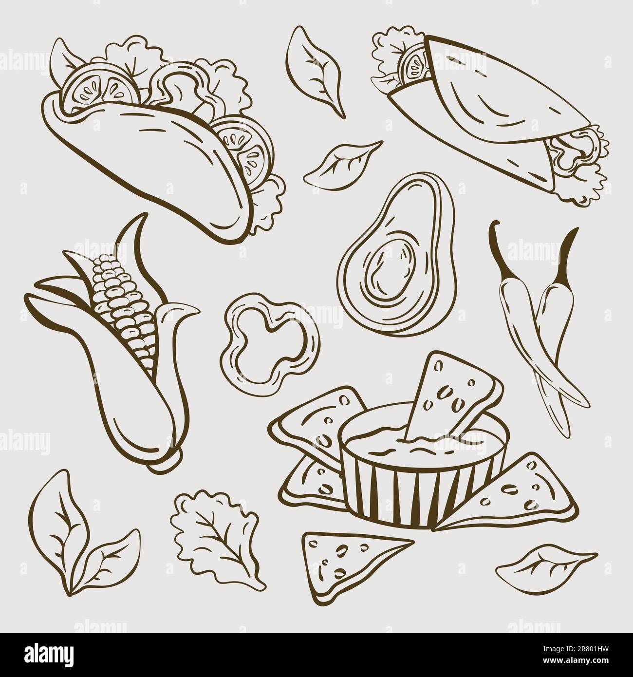 mexican food vector sketch hand drawing in vector and illustration ...