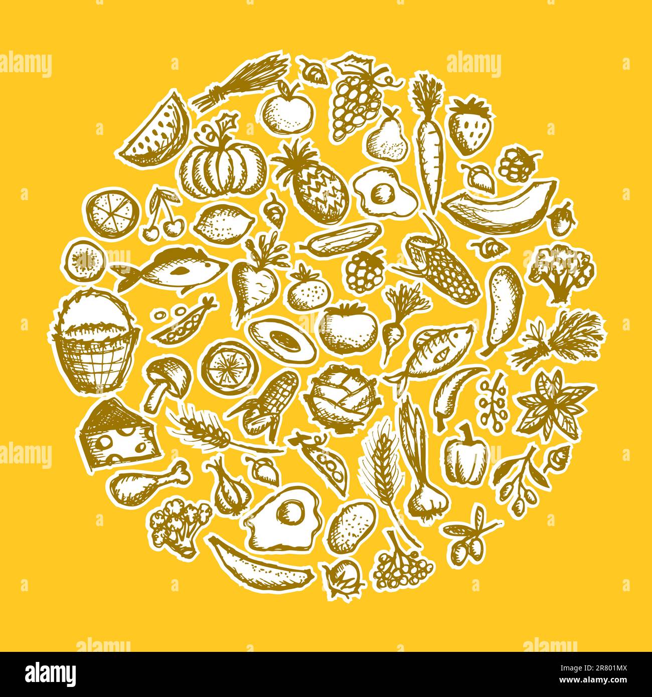 Healthy food background, sketch for your design Stock Vector Image ...