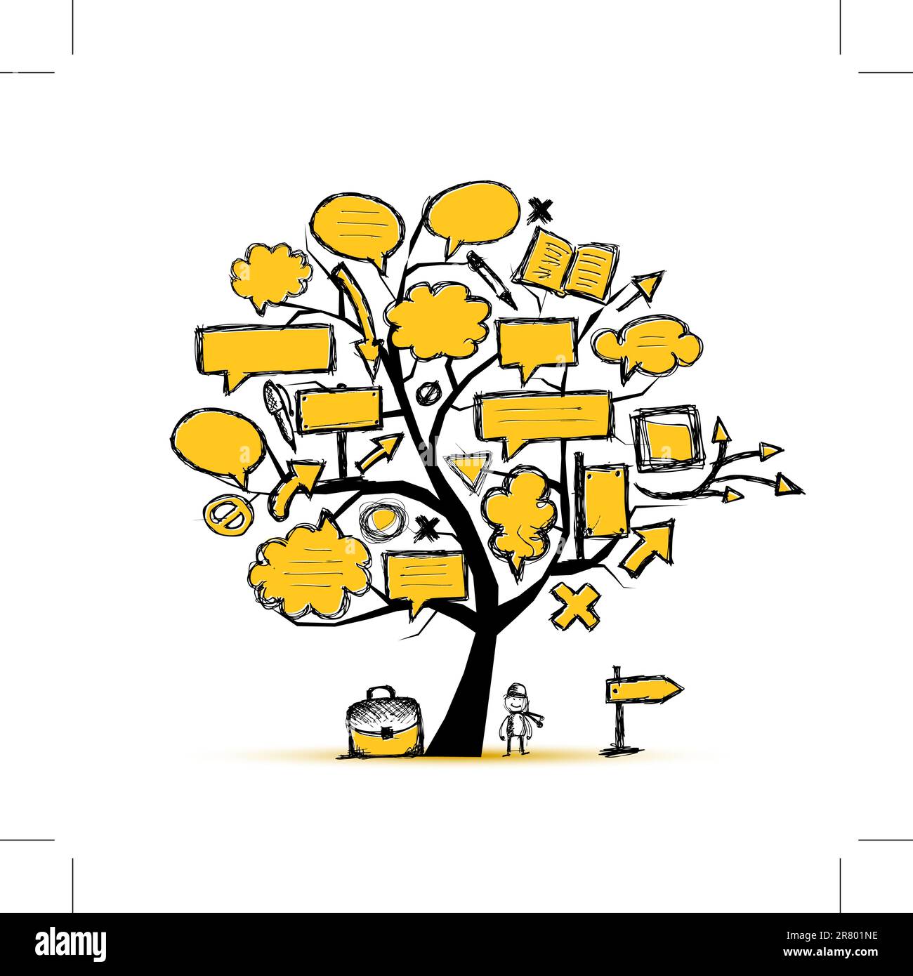 Sketch of tree with arrows and frames for your design Stock Vector ...