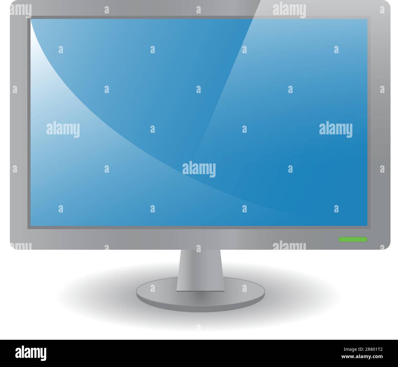 Front view of a computer monitor with blue screen. Vector illustration ...