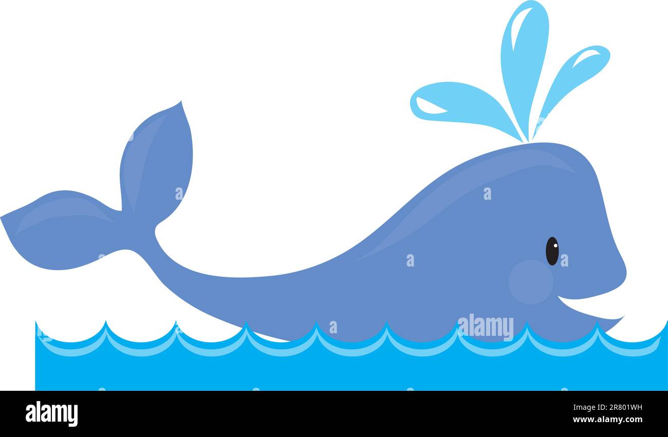 A simple design of a whale spouting, while swimming in the sea Stock ...