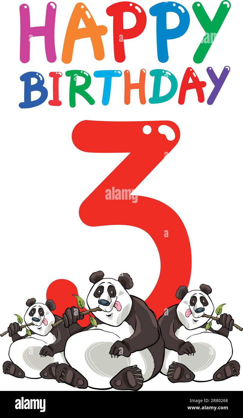 cartoon illustration design for third birthday anniversary Stock Vector ...