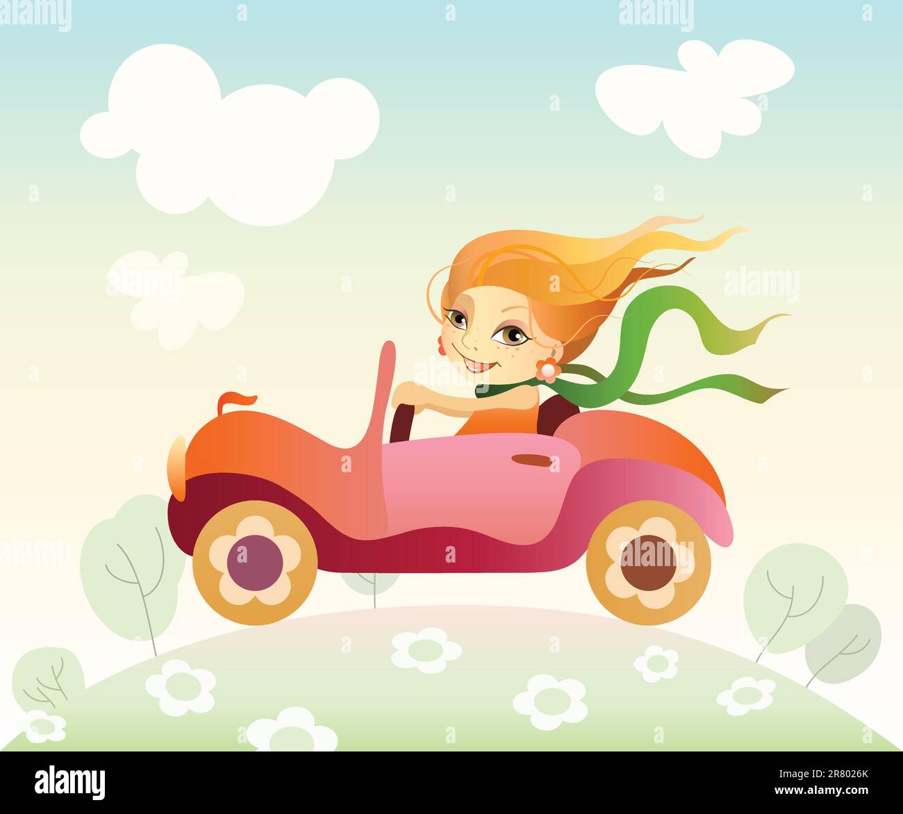 Vector illustration of a girl driving car Stock Vector Image & Art - Alamy