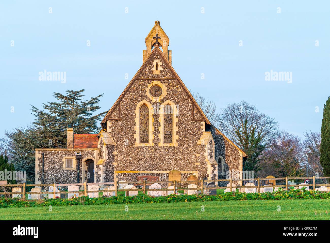 The Gothic Revival style church of St Mary at Reculver, with its walls ...