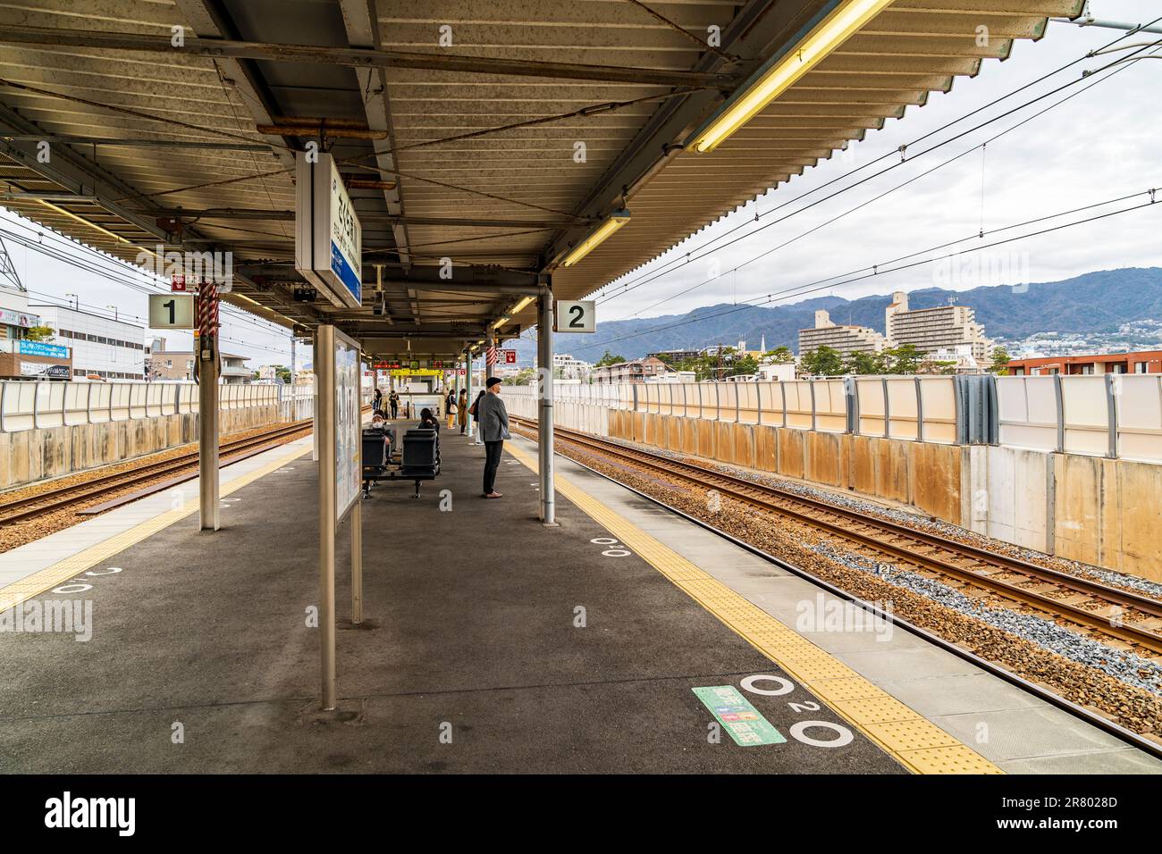The island type platform of Sakura Shukugawa station in Nishinomiya, on ...