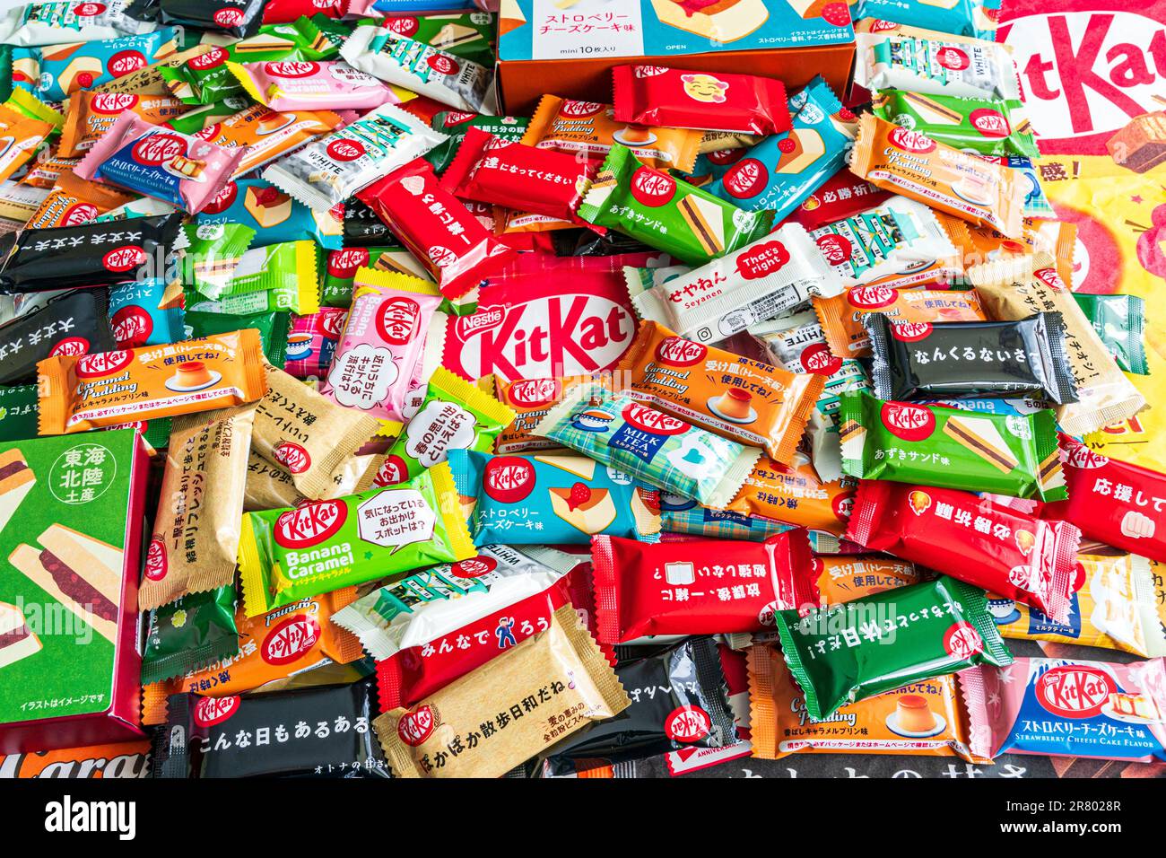 Colorful assorted different favors of Japanese mini two bar Kit Kats in ...