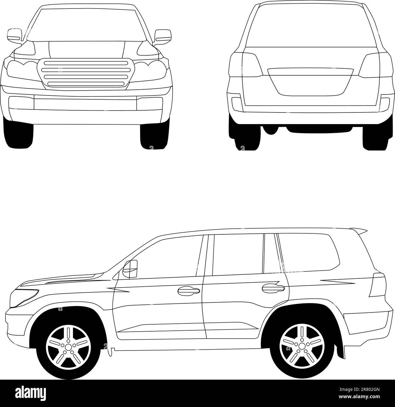 Sport utility vehicle car vector line illustration on white Stock ...