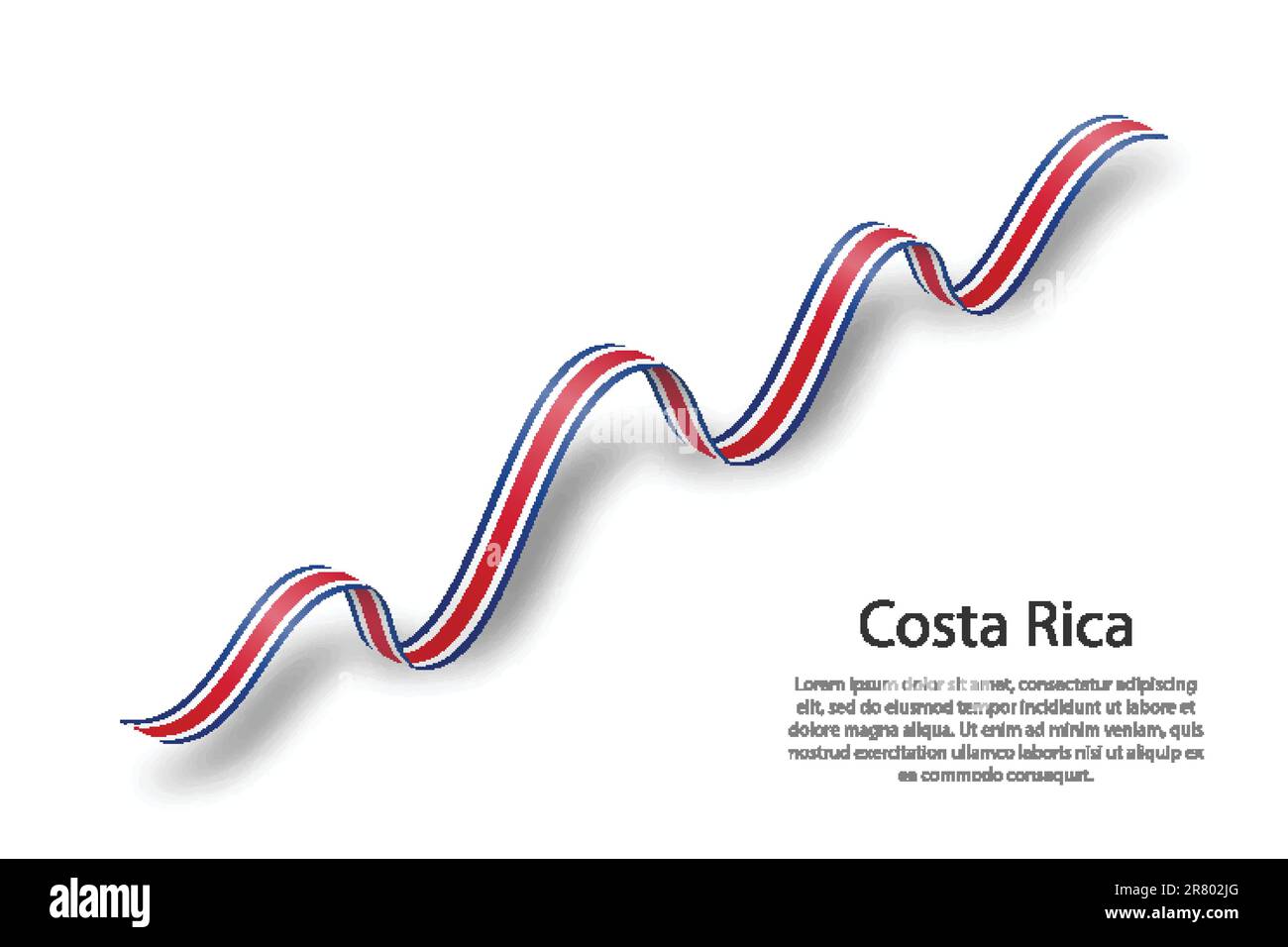 Waving ribbon or banner with flag of Costa Rica. Template for ...