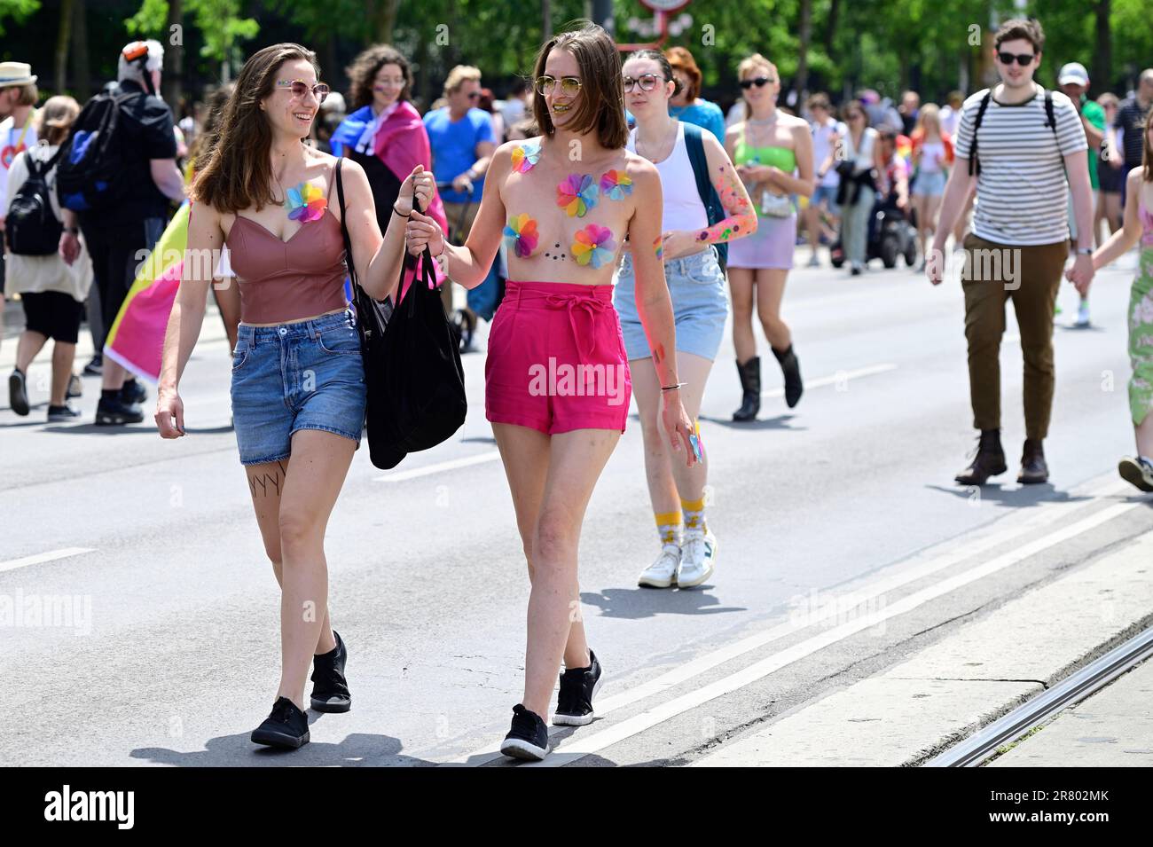 Vienna, Austria. June 17, 2023. Rainbow Parade on Vienna's Ringstrasse ...