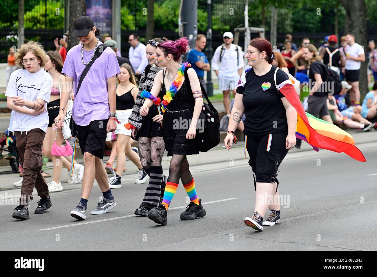 Vienna, Austria. June 17, 2023. Rainbow Parade on Vienna's Ringstrasse ...