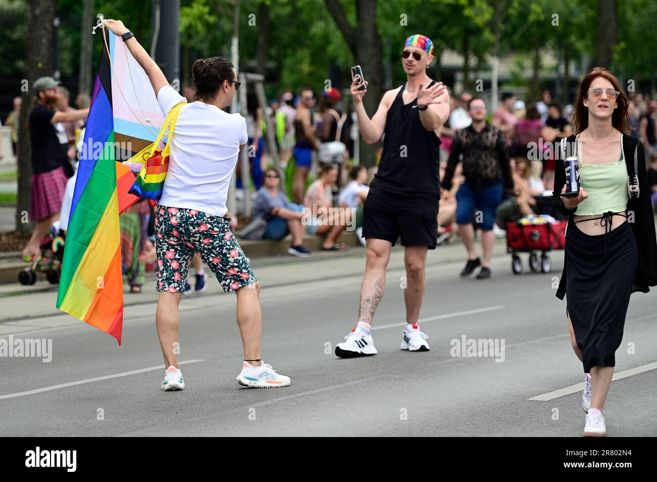 Vienna, Austria. June 17, 2023. Rainbow Parade on Vienna's Ringstrasse ...