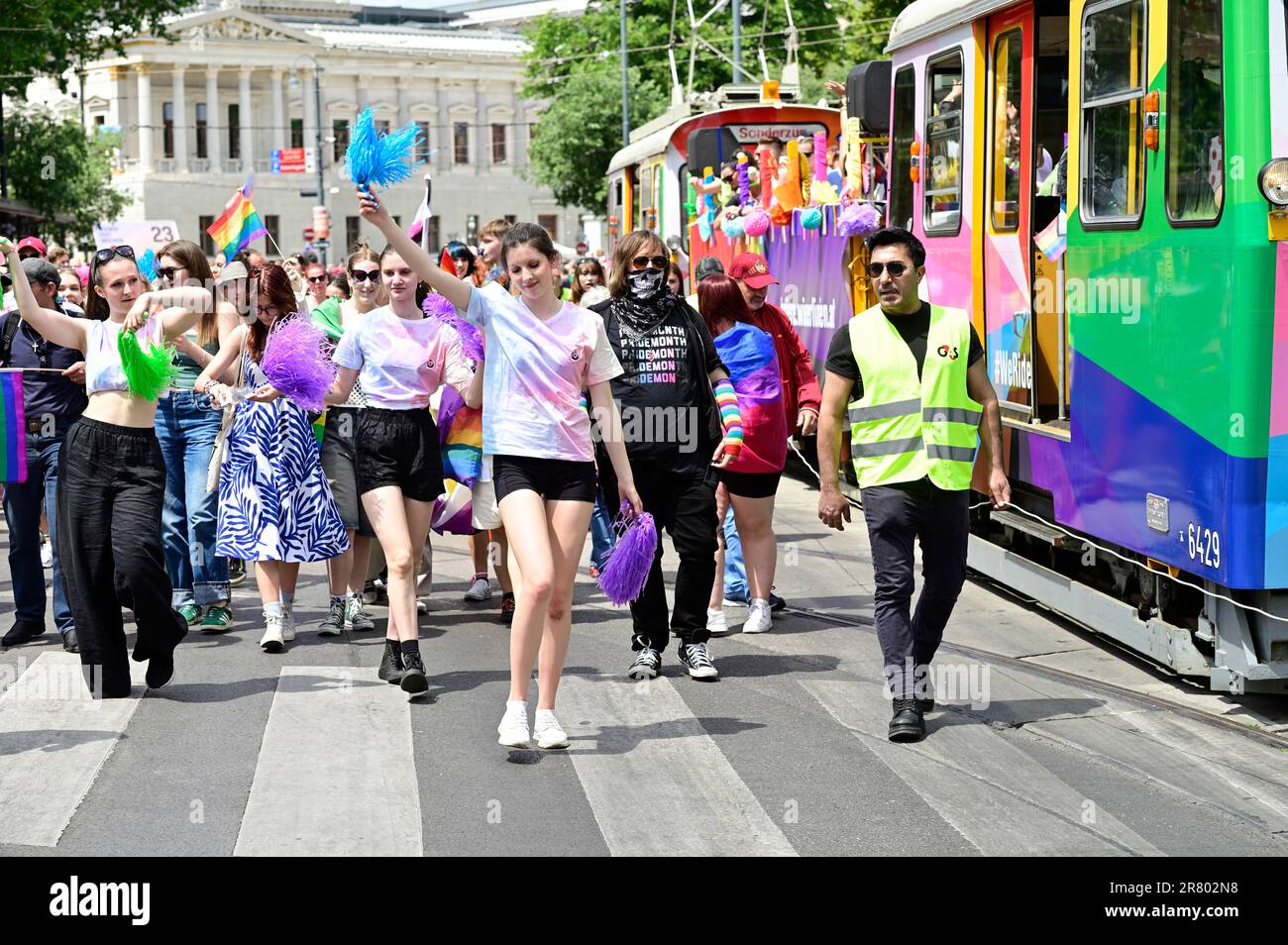 Vienna, Austria. June 17, 2023. Rainbow Parade on Vienna's Ringstrasse ...