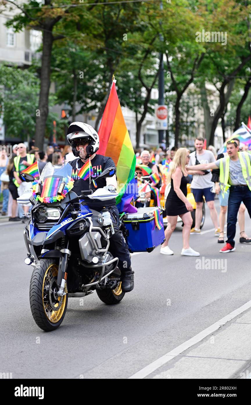 Vienna, Austria. June 17, 2023. Rainbow Parade on Vienna's Ringstrasse ...