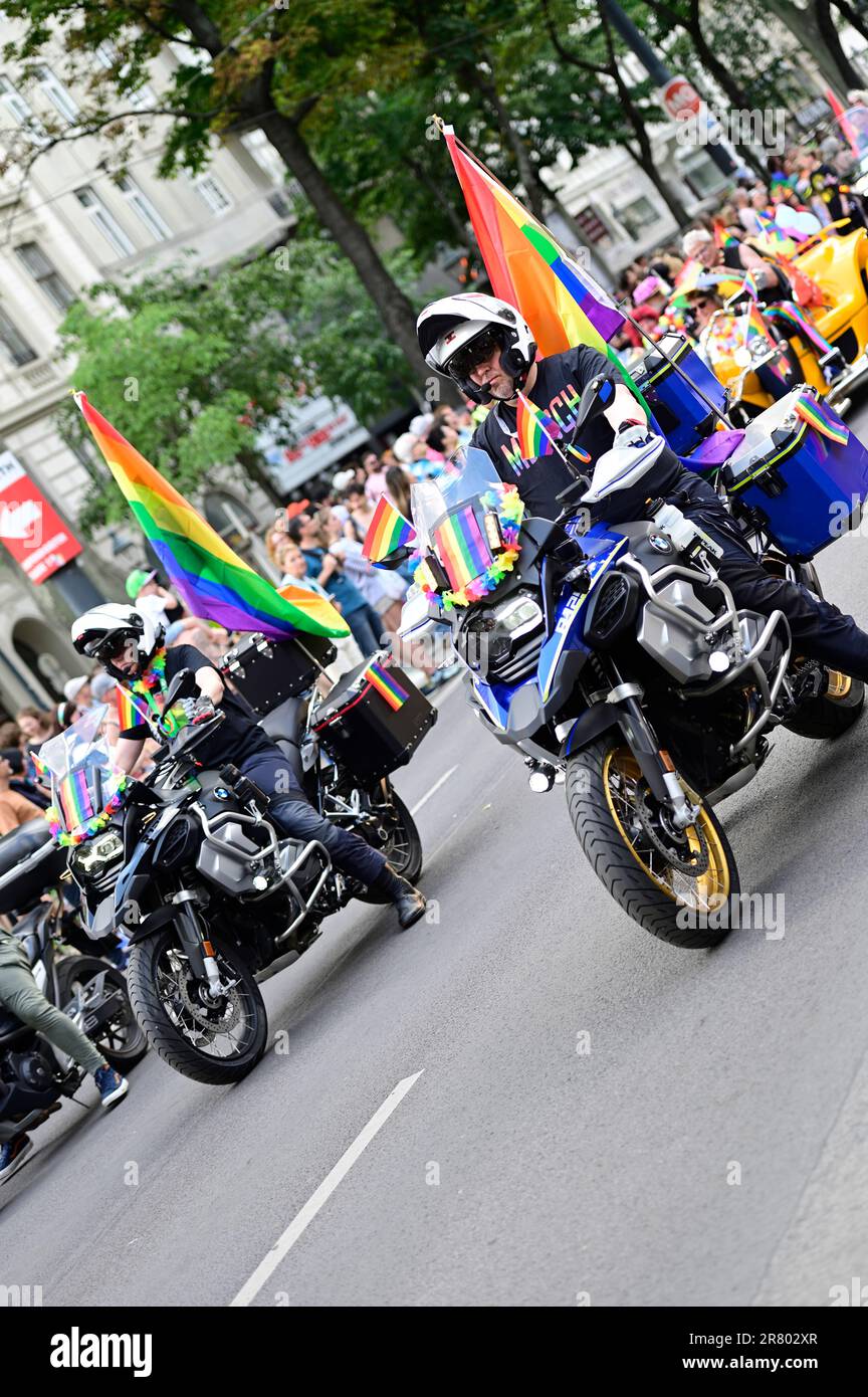 Vienna, Austria. June 17, 2023. Rainbow Parade on Vienna's Ringstrasse ...
