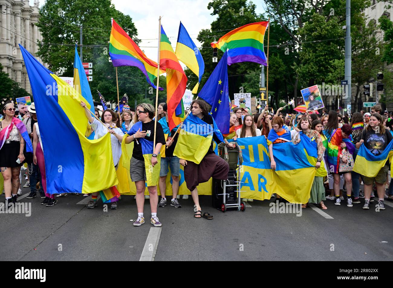 Vienna, Austria. June 17, 2023. Rainbow Parade on Vienna's Ringstrasse ...