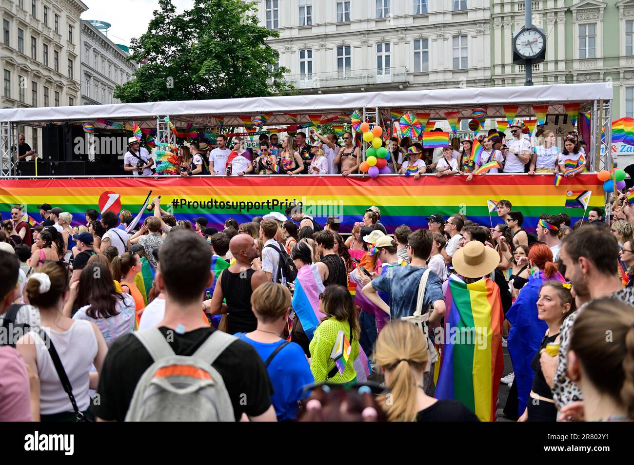 Vienna, Austria. June 17, 2023. Rainbow Parade on Vienna's Ringstrasse ...