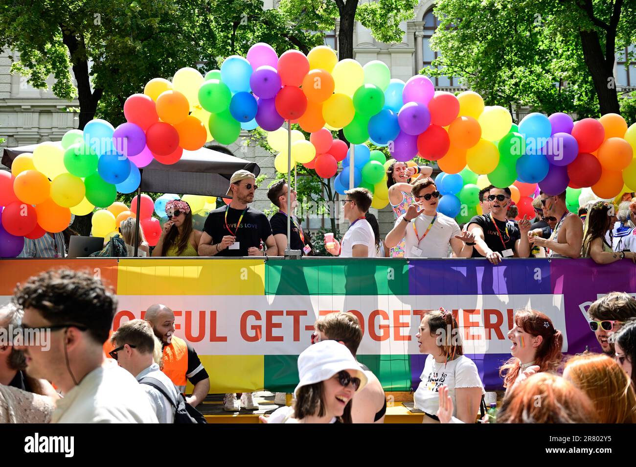 Vienna, Austria. June 17, 2023. Rainbow Parade on Vienna's Ringstrasse ...