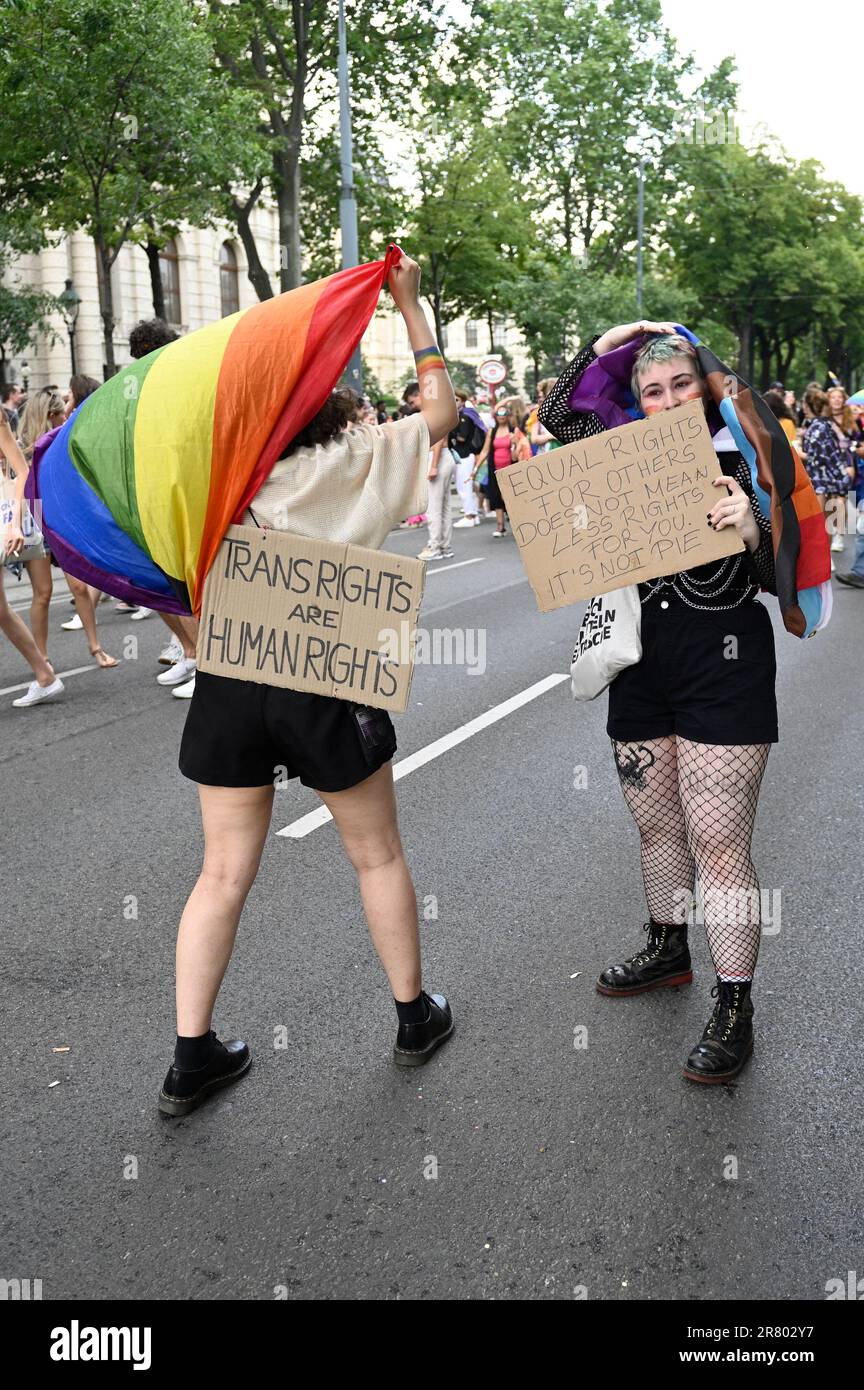 Vienna, Austria. June 17, 2023. Rainbow Parade on Vienna's Ringstrasse ...