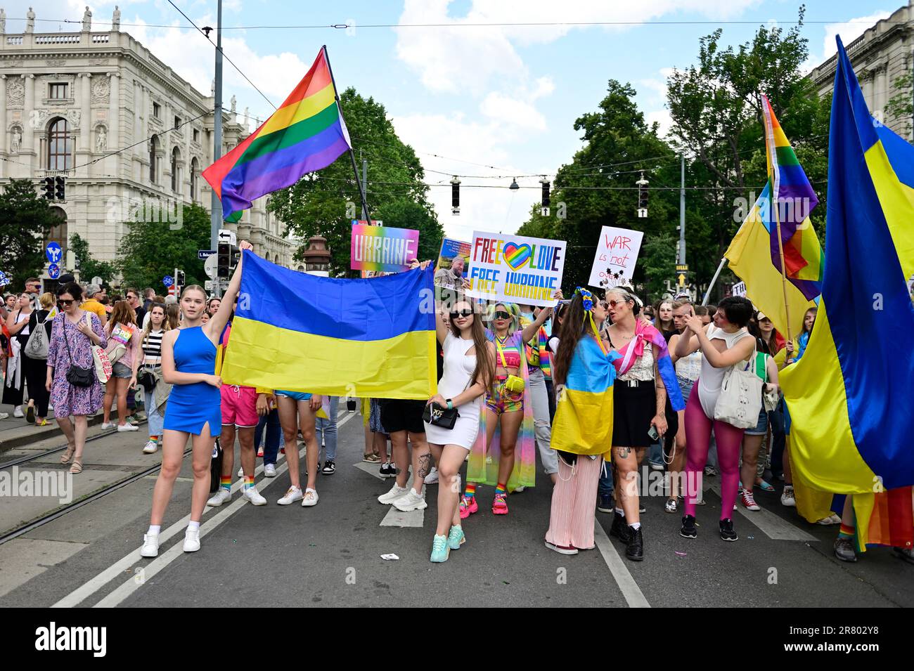 Vienna, Austria. June 17, 2023. Rainbow Parade on Vienna's Ringstrasse ...