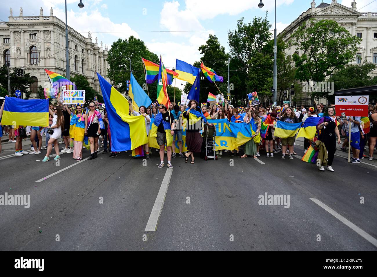 Vienna, Austria. June 17, 2023. Rainbow Parade on Vienna's Ringstrasse ...