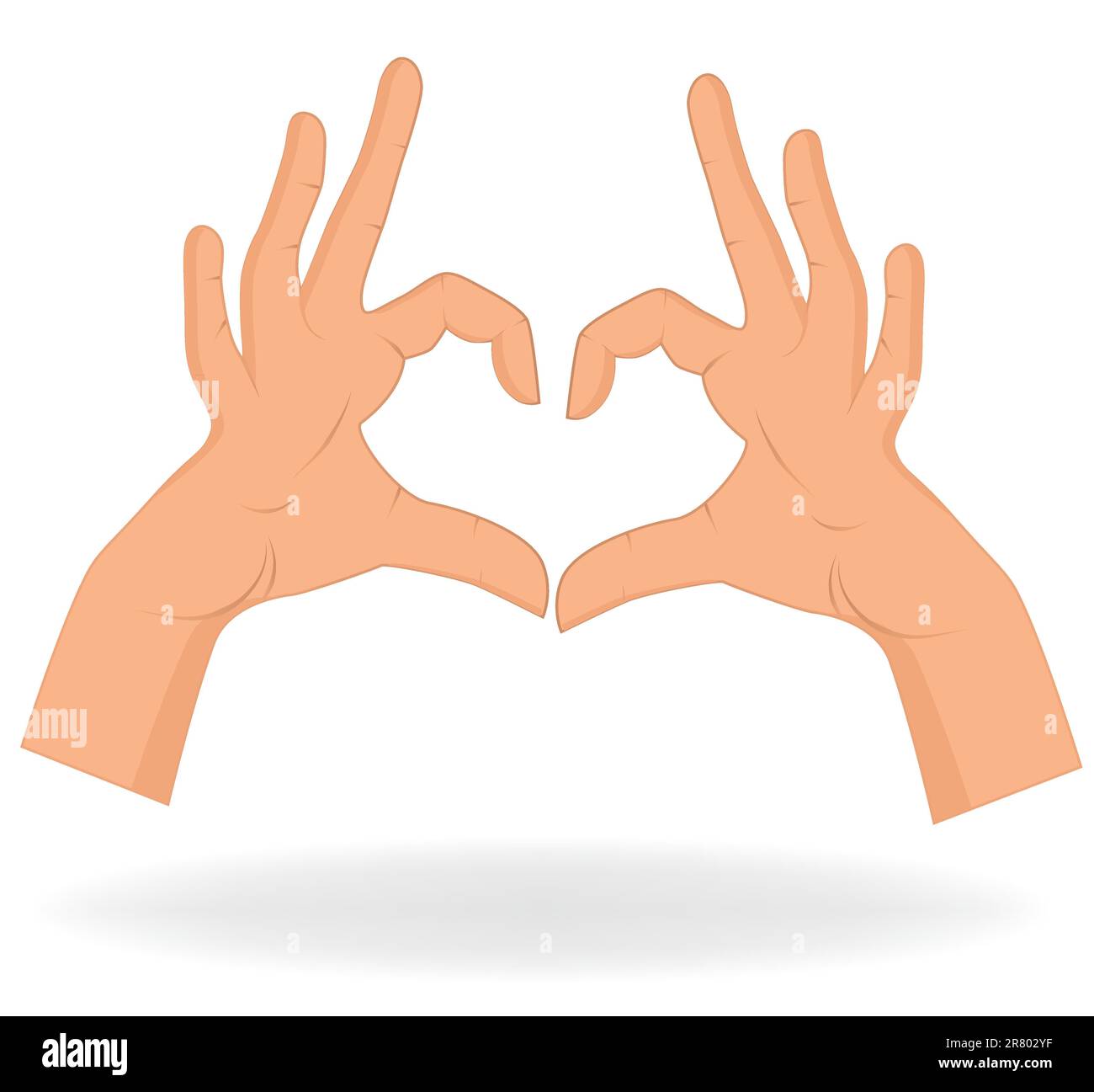 Hand like heart shape isolated on white background. Vector love pattern ...
