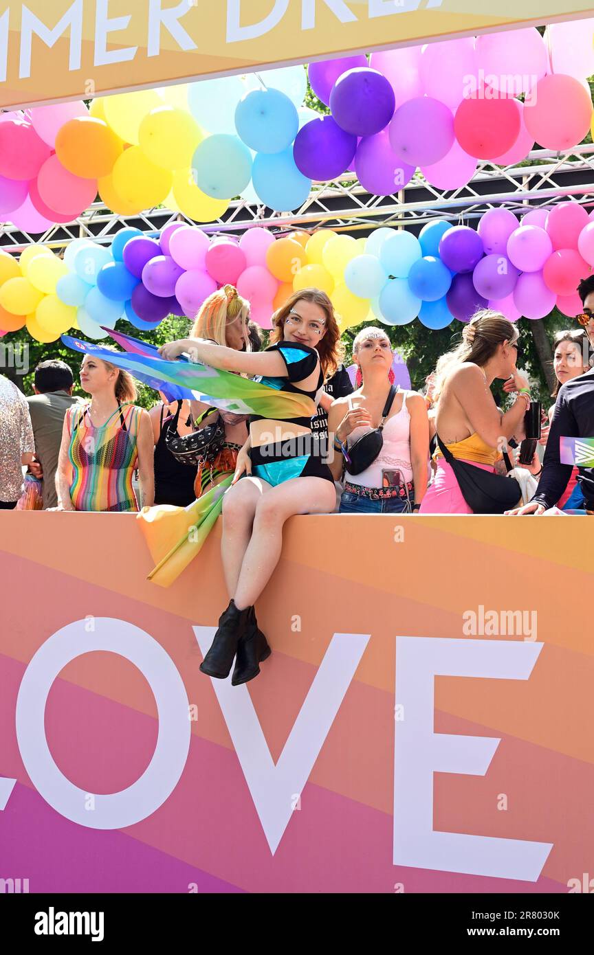 Vienna, Austria. June 17, 2023. Rainbow Parade on Vienna's Ringstrasse ...