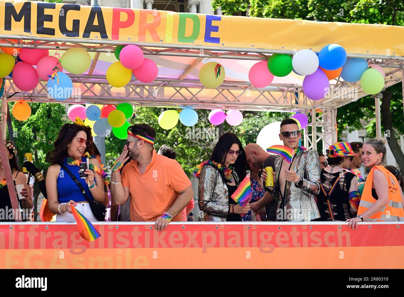 Vienna, Austria. June 17, 2023. Rainbow Parade on Vienna's Ringstrasse ...