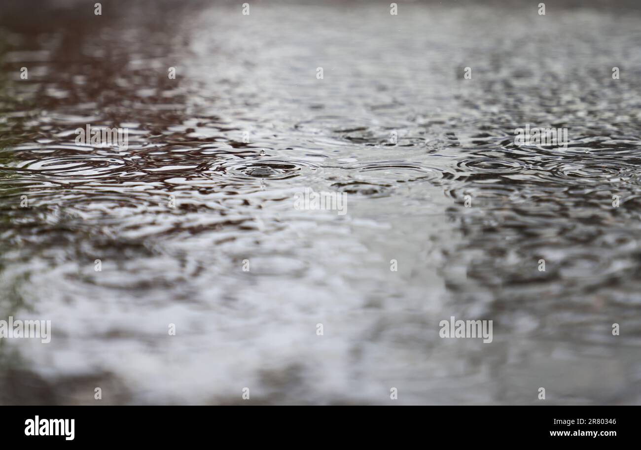 Seasonal weather, rainy weather during Sunday in Motala, Sweden. The ...