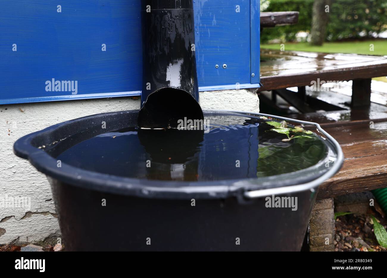 Seasonal weather, rainy weather during Sunday in Motala, Sweden. The ...