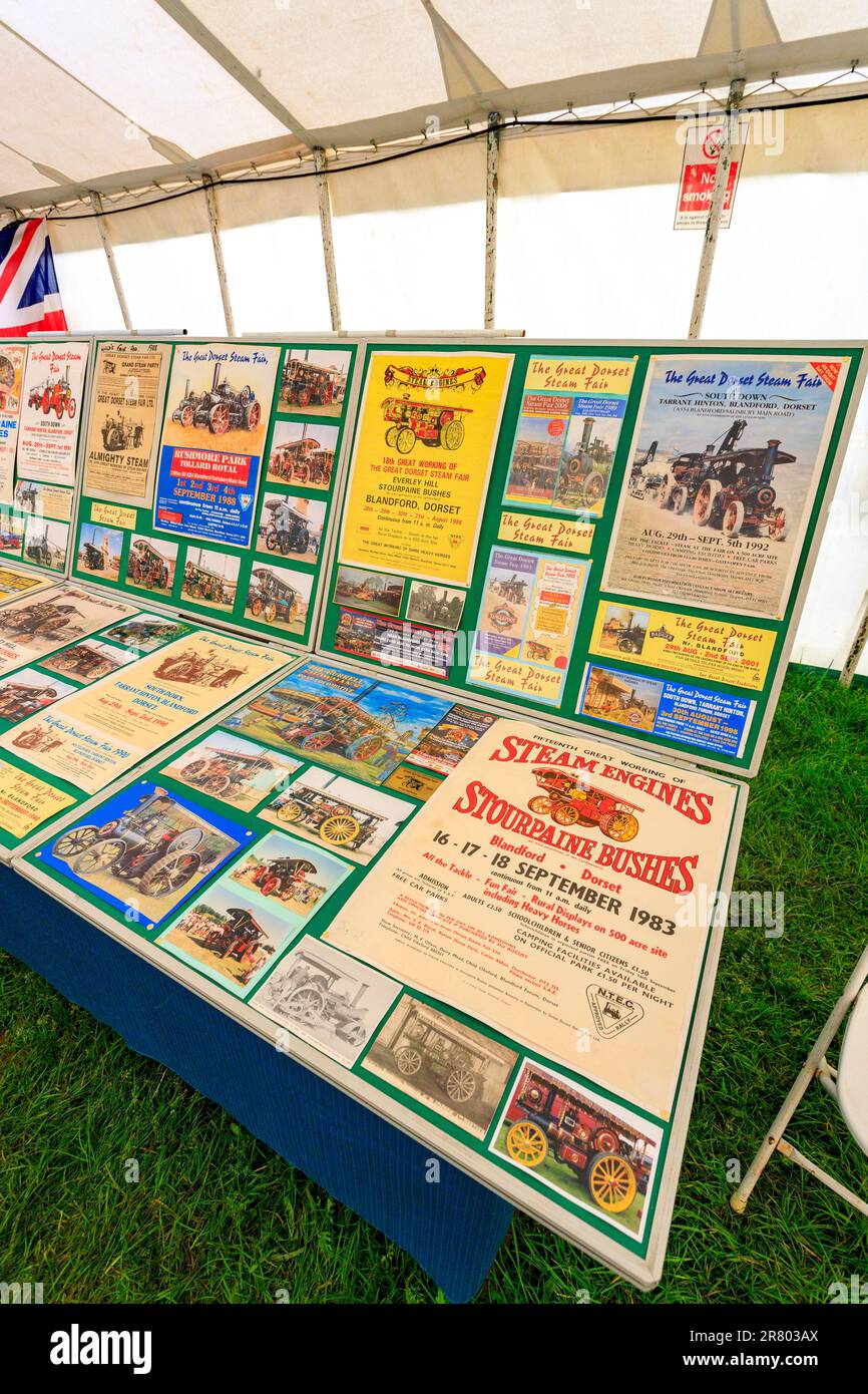 A display of vintage posters for steam and traction engine rallies at ...