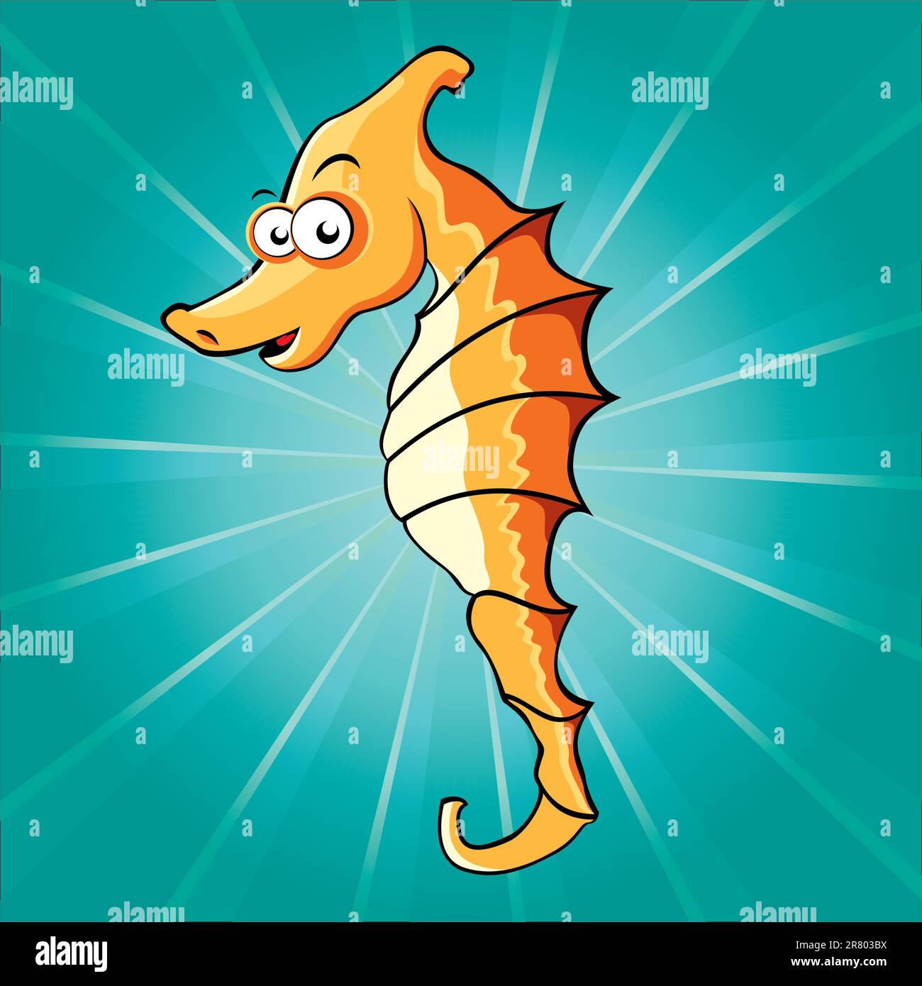 Funny cartoon seahorse on the blue background Stock Vector Image & Art ...