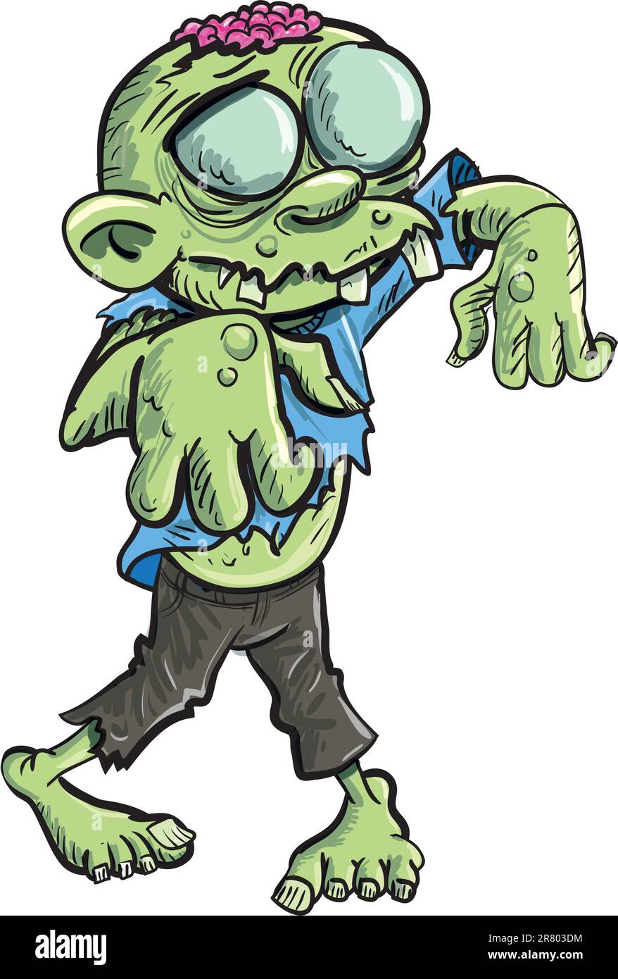 Cute green cartoon zombie. Isolated on white Stock Vector Image & Art ...