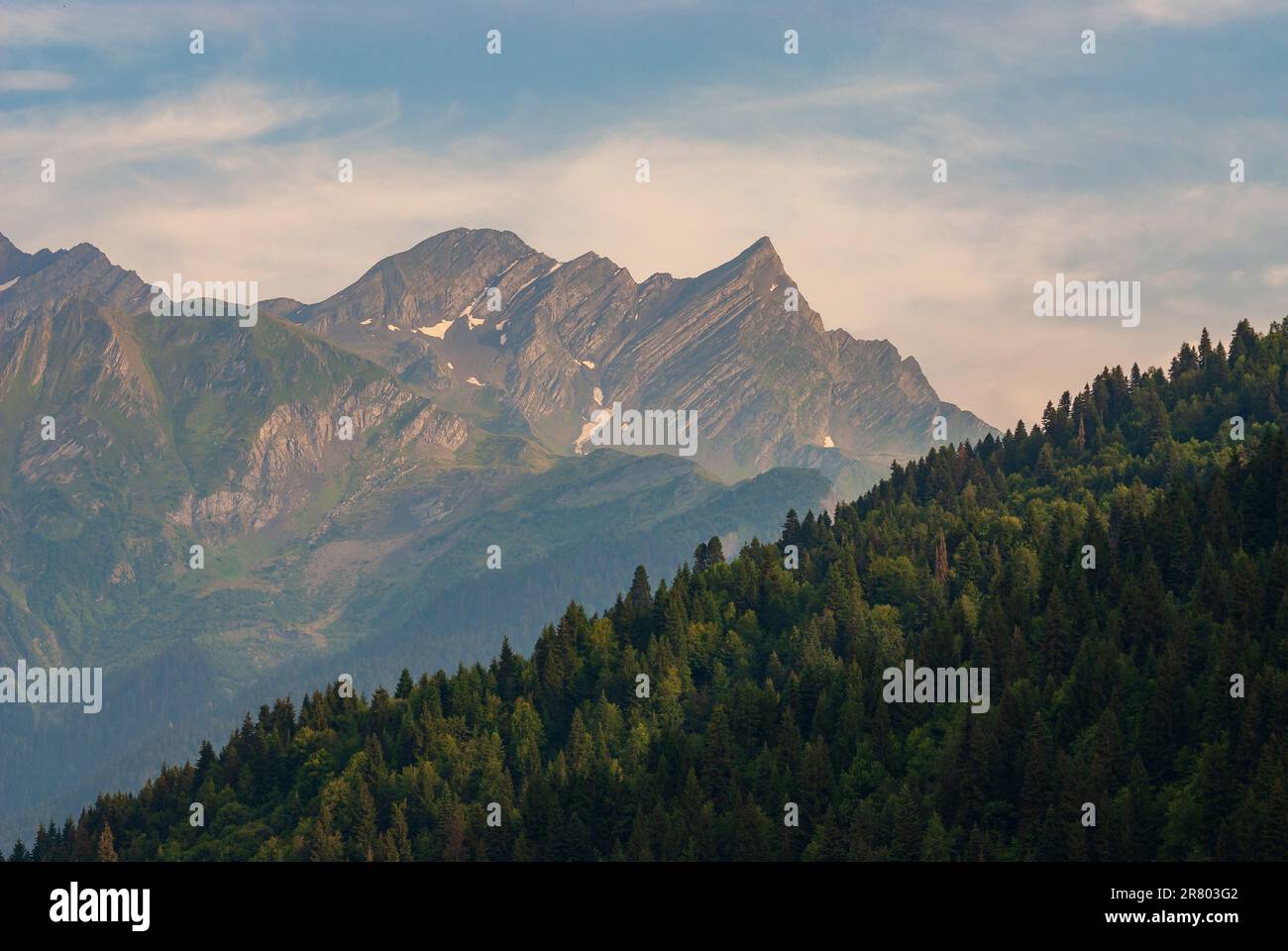 Beautiful summer View of the Caucasus mountains in Racha, Georgia Stock ...